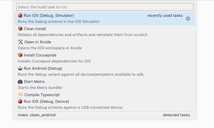 Using VS Code tasks for React Native development Using VS Code tasks for React Native development
